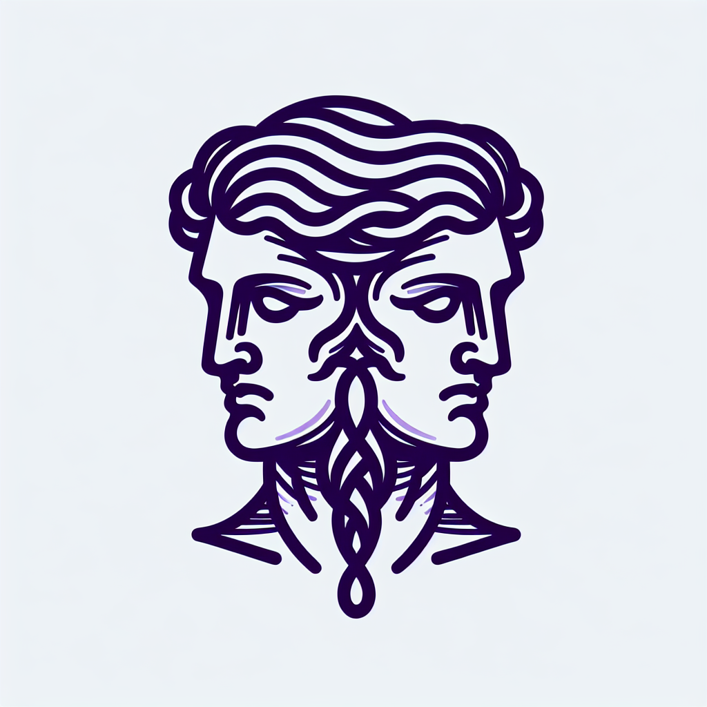 Line Art "Janus With His Two Faces" Icon Design | IconGenerate.com